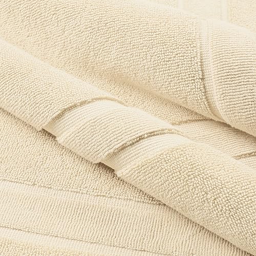 GLAMBURG Premium Cotton 20x32 inch 2-Pack Bath Mats - 100% Ringspun Cotton - Luxury Hotel & Spa Quality - 800 GSM - Durable Soft Highly Absorbent - Machine Washable - Ivory