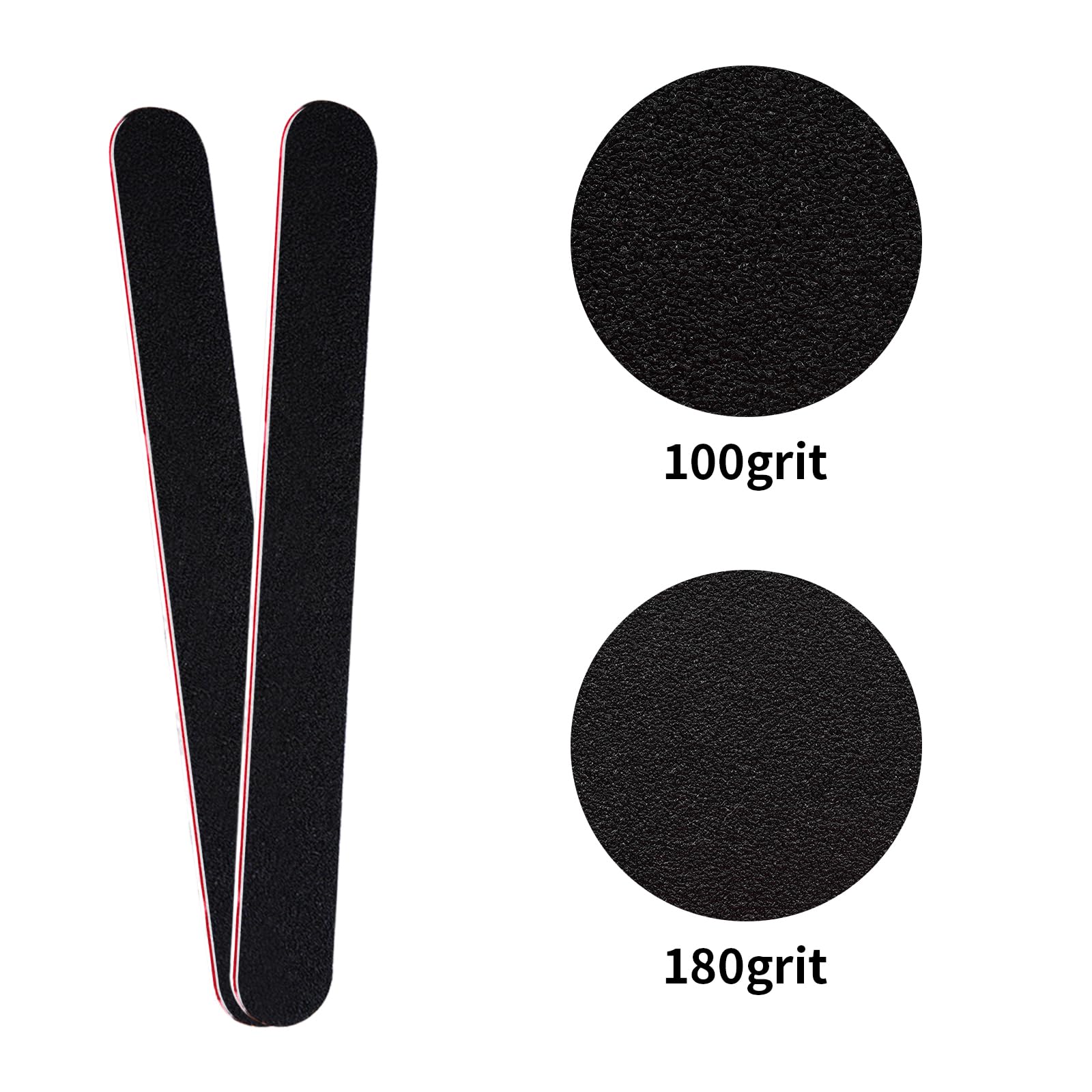LNAUJS 8 Pack Nail File and Buffer Block, Portable Manicure Tools Kits, 100/180 Grit, Black Nail Pedicure File and Sanding Buffing Grinding Plisher File