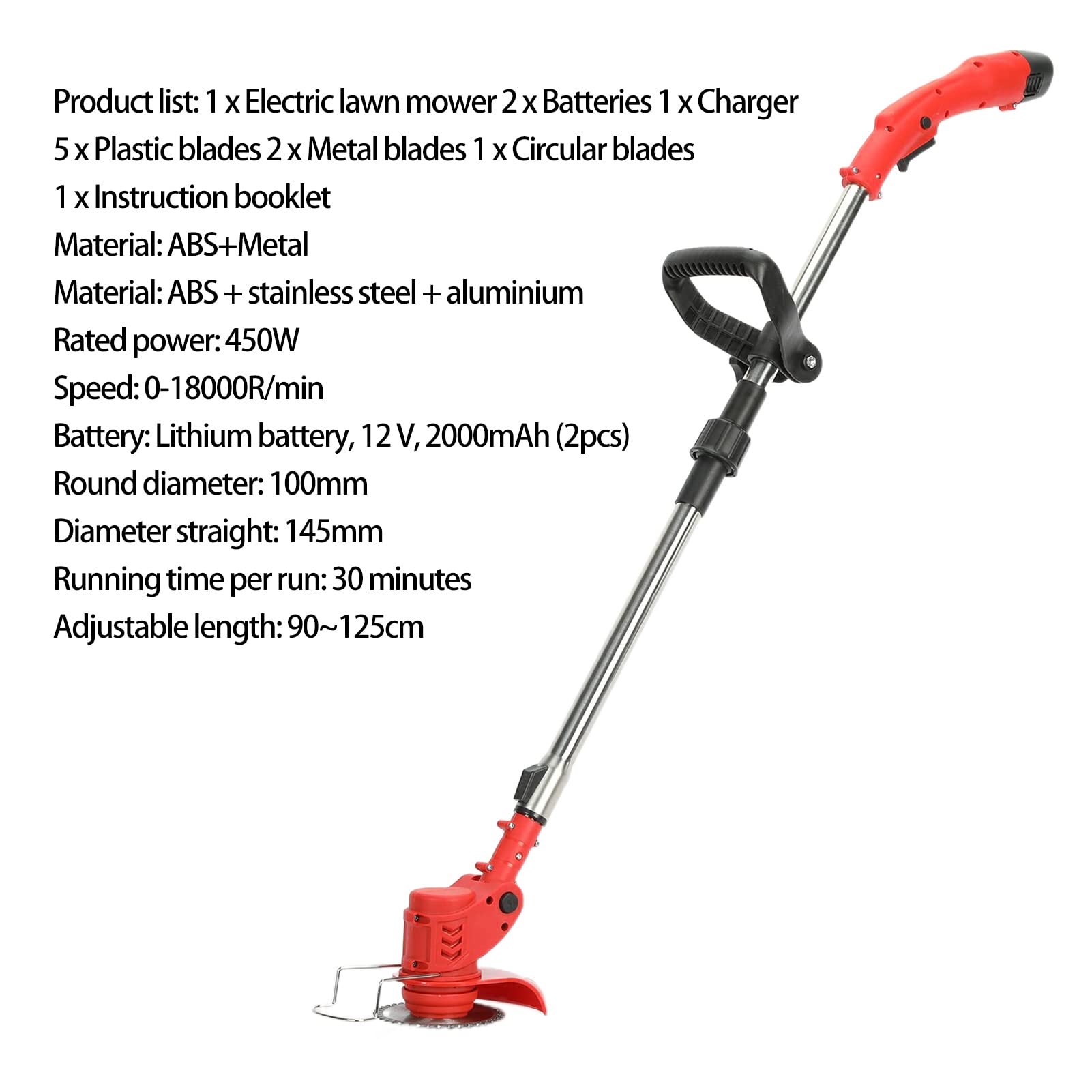 HEVIRGO 12V 2000mAh Cordless Grass String Trimmer with 2 Batteries Charger, Telescopic Electric Grass Trimmer Weed Eater Lawn Mower, Garden Brush Cutter Ship from USA Fast Arrival