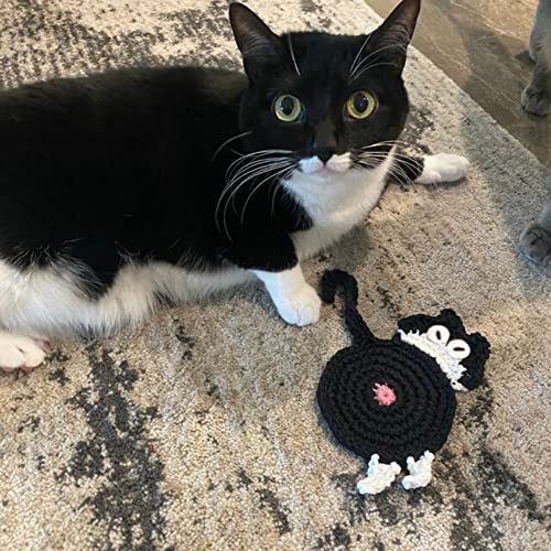 Cute Cat Butt Coasters 3Pcs, Handmade Crochet Cat Butt Coaster, Creative Kitty Butt Crochet Coffee & Tea Drink Coaster, Home Table Fun Cat Coaster, , Knitted Cat Bum Coaster for Cat Lover Gift