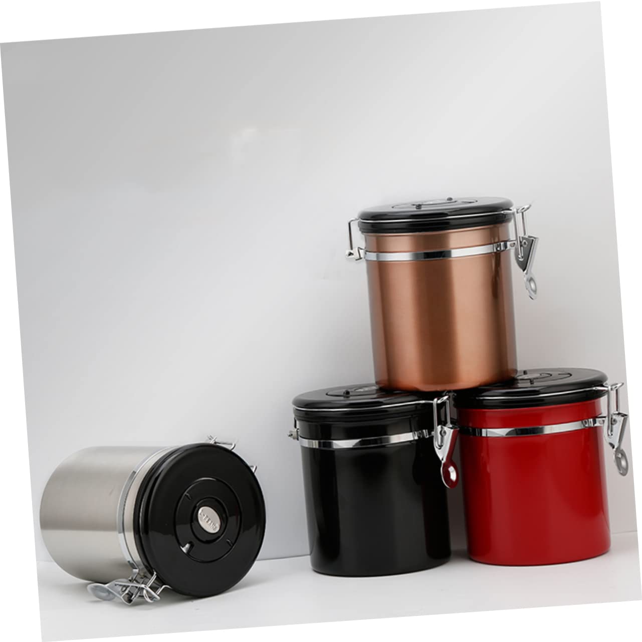 Luxshiny Coffee Bean Container Coffee Bean Canister Stainless Steel Snack Containers Metal Coffee Canister Coffee Bean Storage Container Vacuum Seal Containers Food Jar Household