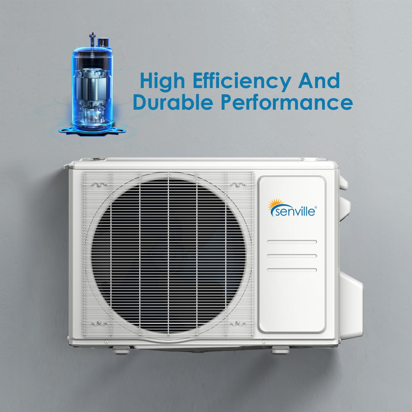 Senville LETO Series Mini Split Air Conditioner Heat Pump, 9000 BTU 110/120V, Inverter, Works with Alexa, SEER2 21.5, White