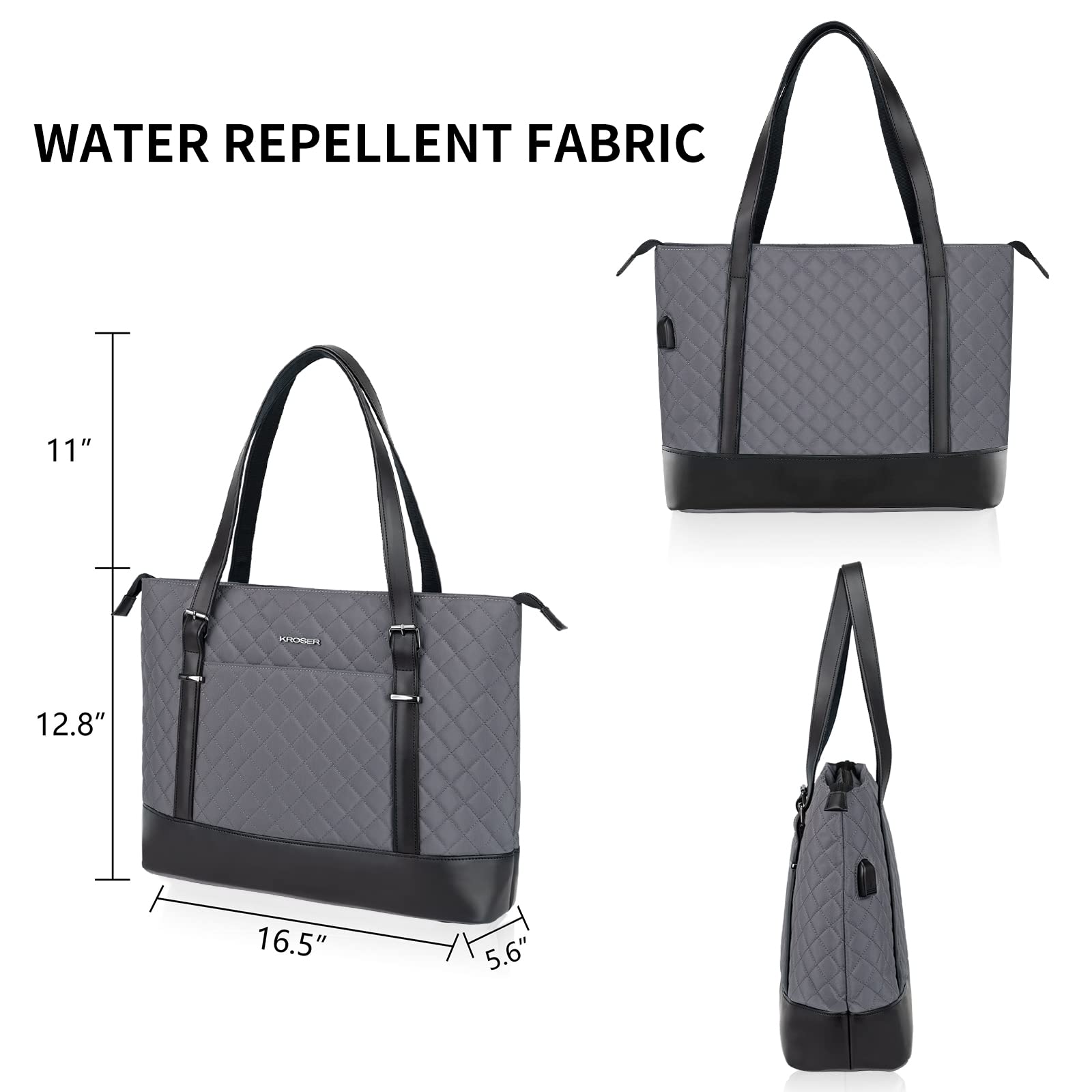 KROSER Laptop Tote Bag for Women, Purse Teacher Bag 15.6 Inch Laptop Bag Computer Work Briefcase Handbag Shoulder Bag