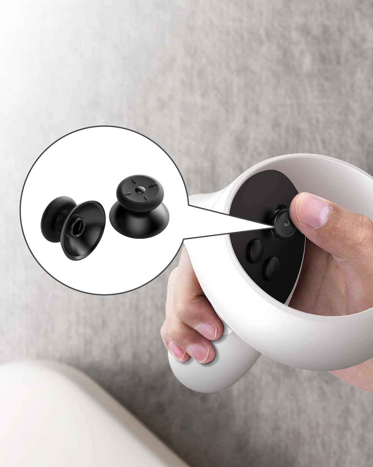 Thumbsticks Replacement for Oculus Quest 2 Controller/Meta Quest 3 Controller, for Oculus Quest 2 Controller Replacement Parts, Include 2 Thumbsticks, for Oculus Quest 3 Controller (Black-2-in-1)