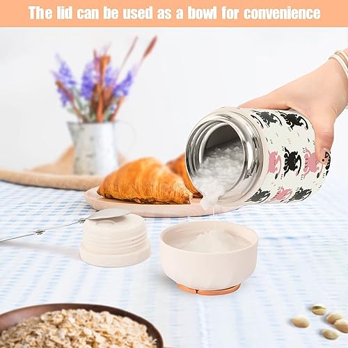 CUPADA Scratch Cats Cartoon Food Jar, Funny Kitten Insulated Hot Food Jars Vacuum 17OZ with Folding Spoon for Work Trip Picnic Camping