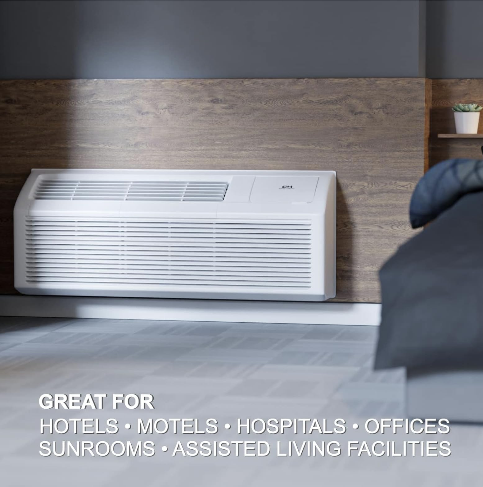 Cooper&Hunter 15,000 BTU PTAC Packaged Terminal Air Conditioner with Heat Pump and 3.5 kW Electric Heater Including Wireless Smart Kit, Remote Controller, and a Power Cord