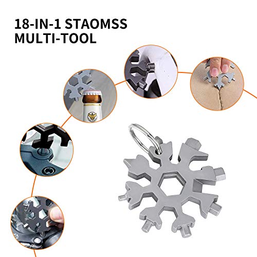 GADIEDIE 2 Pcs 18-in-1 Snowflakes Multi Tool,Great Christmas Gift, Stainless Steel Snowflake Bottle Opener,Definitely a Winner for The Kitchen Drawer or Glove Compartment(Black/Silver)
