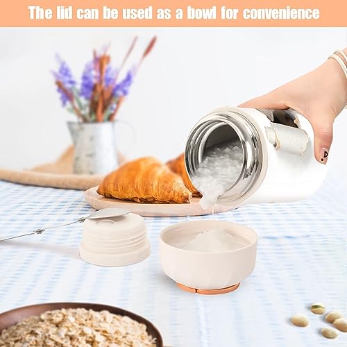 CUPADA Cat Torn Paper Food Jar, Funny 3d Insulated Hot Food Jars Vacuum 17OZ with Folding Spoon for Work Trip Picnic Camping
