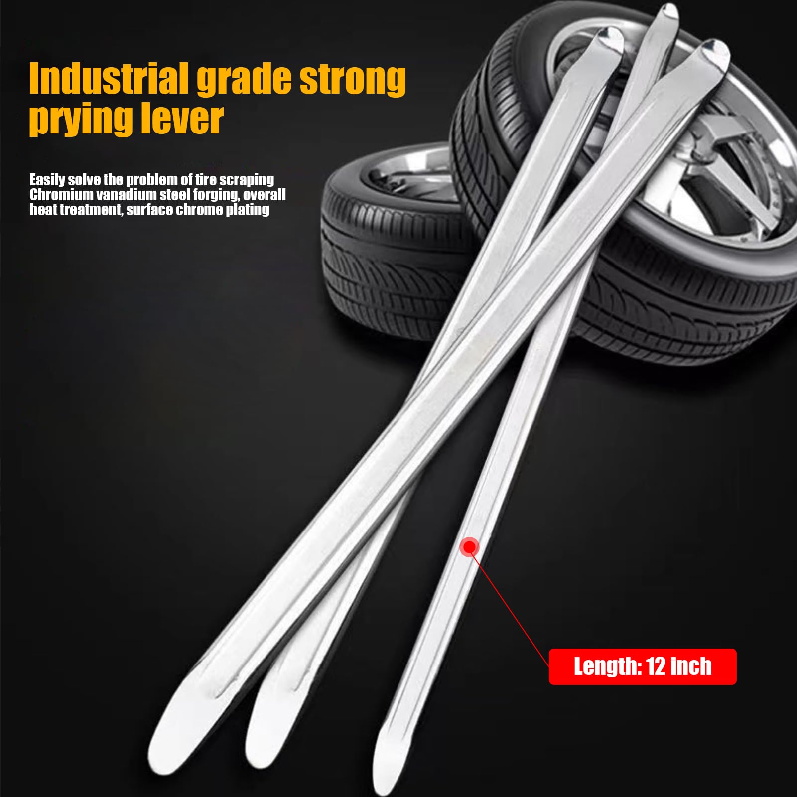 GKmow 3 PCS Car Tire Iron Kit, Tire Scoop Spoons Crowbar Lever, Rim Protectors Kit, Universal Tire Repair Maintenance Tools for Most Cars Motorcycles (Silver)