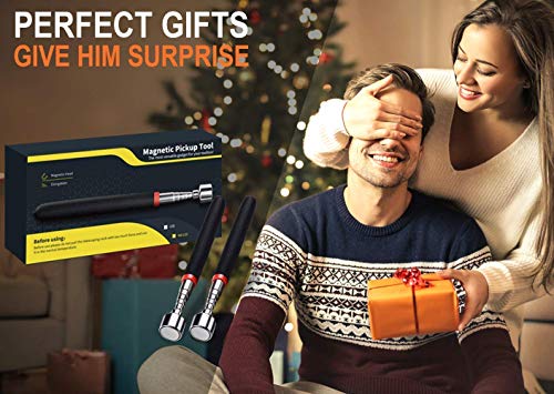 Tool Gifts for Men-Christmas Gifts Ideas for Men Dad Father Husband Adult Him Handymen Woodworker,Magnet Tool 2 Pack and Stocking Stuffers Tool -Magnetic Tool Pickup,Telescoping Magnet 1 Pack