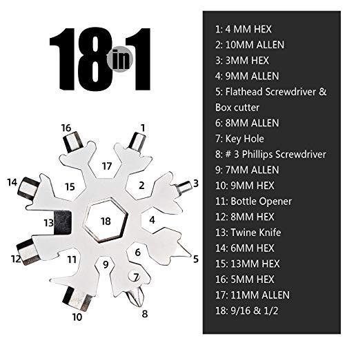 Stocking Stuffers for Men 18-in-1 Snowflake Multi Tool, Christmas Day Men Xmas Gifts Stainless Portable Steel Multi-Tool, Snowflake Bottle Opener Flat Phillips Screwdriver Kit Wrench Daily Tool
