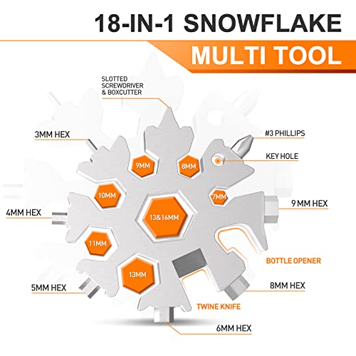 Stocking Stuffers Gifts for Men, 18-in-1 Snowflake Multitool and Universa Socket Christmas Gifts for Men, Cool Gadgets Tools for Men, Gifts for Dad Husband, Boyfriend, Unique Dad Gifts from Daughter