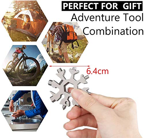 18-in-1 Snowflake Multi tool, Easy N Genius Stainless Steel Snow Multitools Bottle Opener-Screwdriver-Wrench, Cool Gadgets Gift Idea. (Colorful)