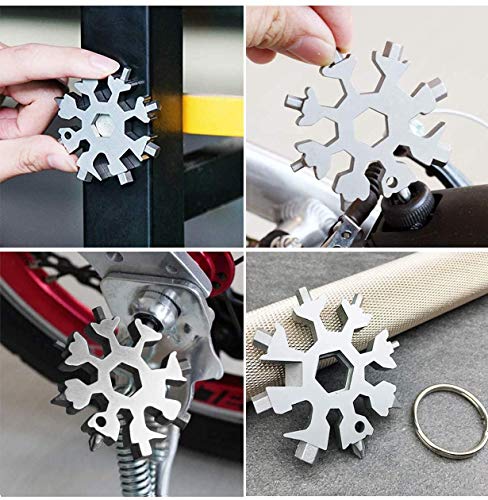 18-in-1 Snowflake Multi tool, Easy N Genius Stainless Steel Snow Multitools Bottle Opener-Screwdriver-Wrench, Cool Gadgets Gift Idea. (Colorful)