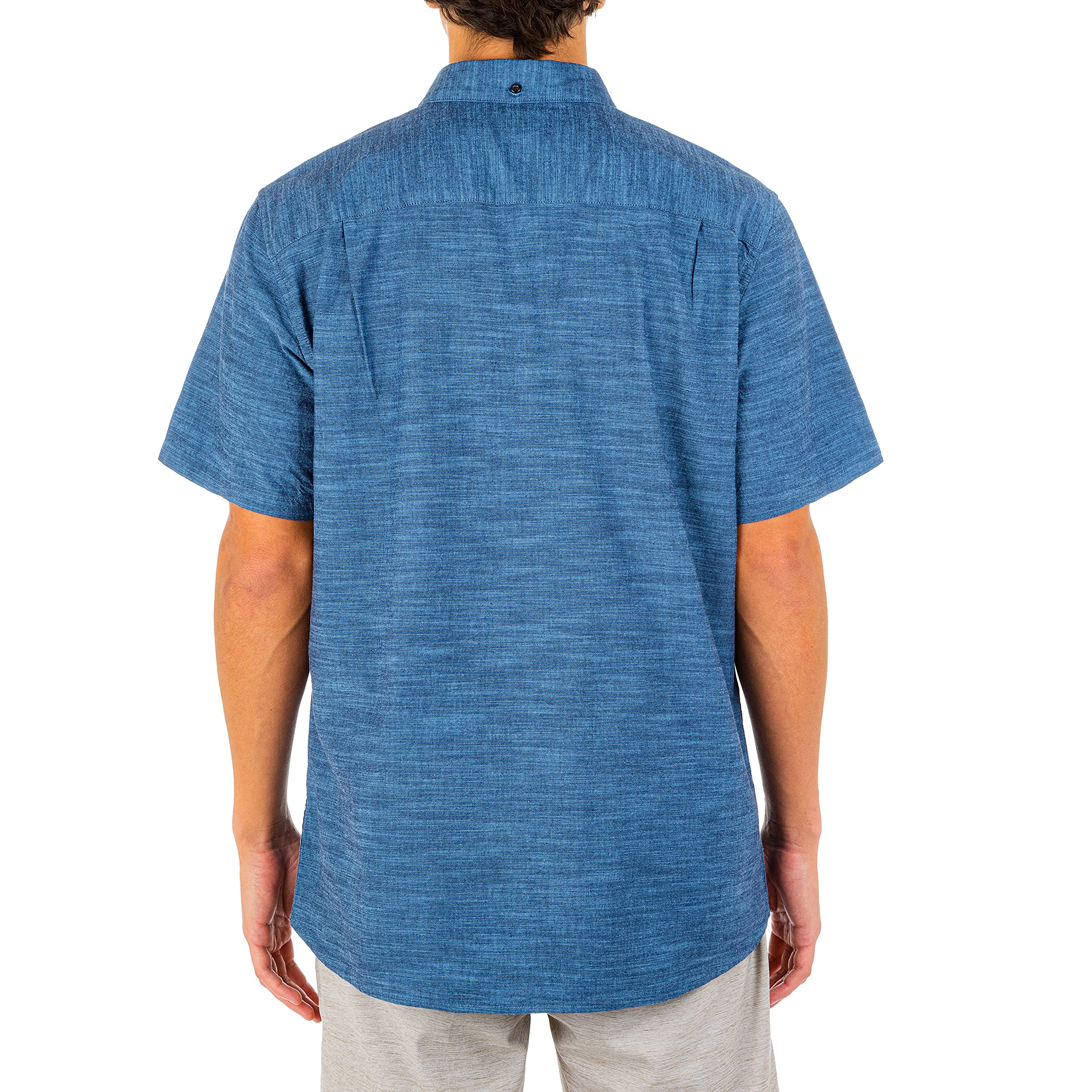 Hurley mens One and Only Textured Short Sleeve Up Button Down Shirt, Obsidian, X-Large US