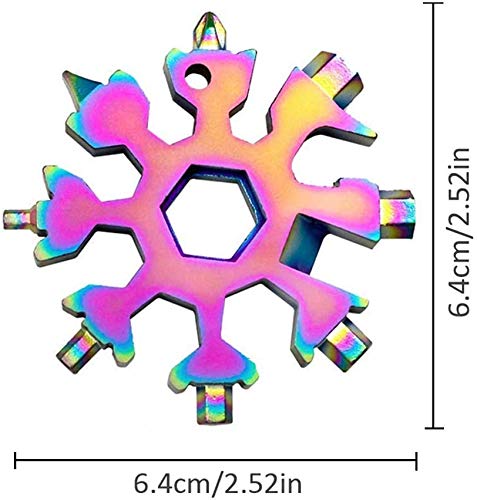 18-in-1 Snowflake Multi tool, Easy N Genius Stainless Steel Snow Multitools Bottle Opener-Screwdriver-Wrench, Cool Gadgets Gift Idea. (Colorful)