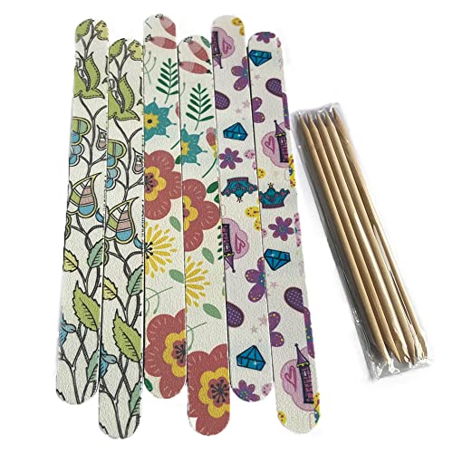 Double Sided Nail Files - Pack of 6 Emory Board Buffering Files Professional Manicure Pedicure Beauty Tools for Shaping and Filing Beautiful Nails (Small)