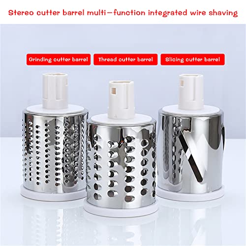 Rotary Cheese Grater with Handle for Fruit,Vegetables,Nuts, 3 In 1 Multifunctional Kitchen Square Drum Vegetable Cutter & Round Mandoline Slicer Nuts Grinder With 3 Interchangeable Blades (Blue)
