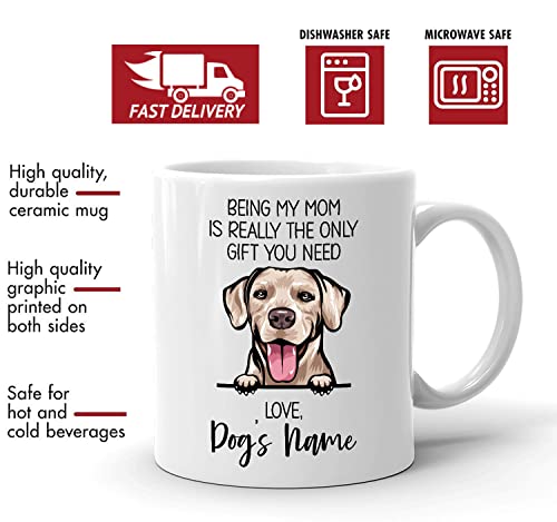 Personalized Rhodesian Ridgeback Coffee Mug, Custom Dog Name, Customized Gifts For Dog Mom, Mother's Day, Gifts For Dog Lovers, Being My Mom is the Only Gift You Need