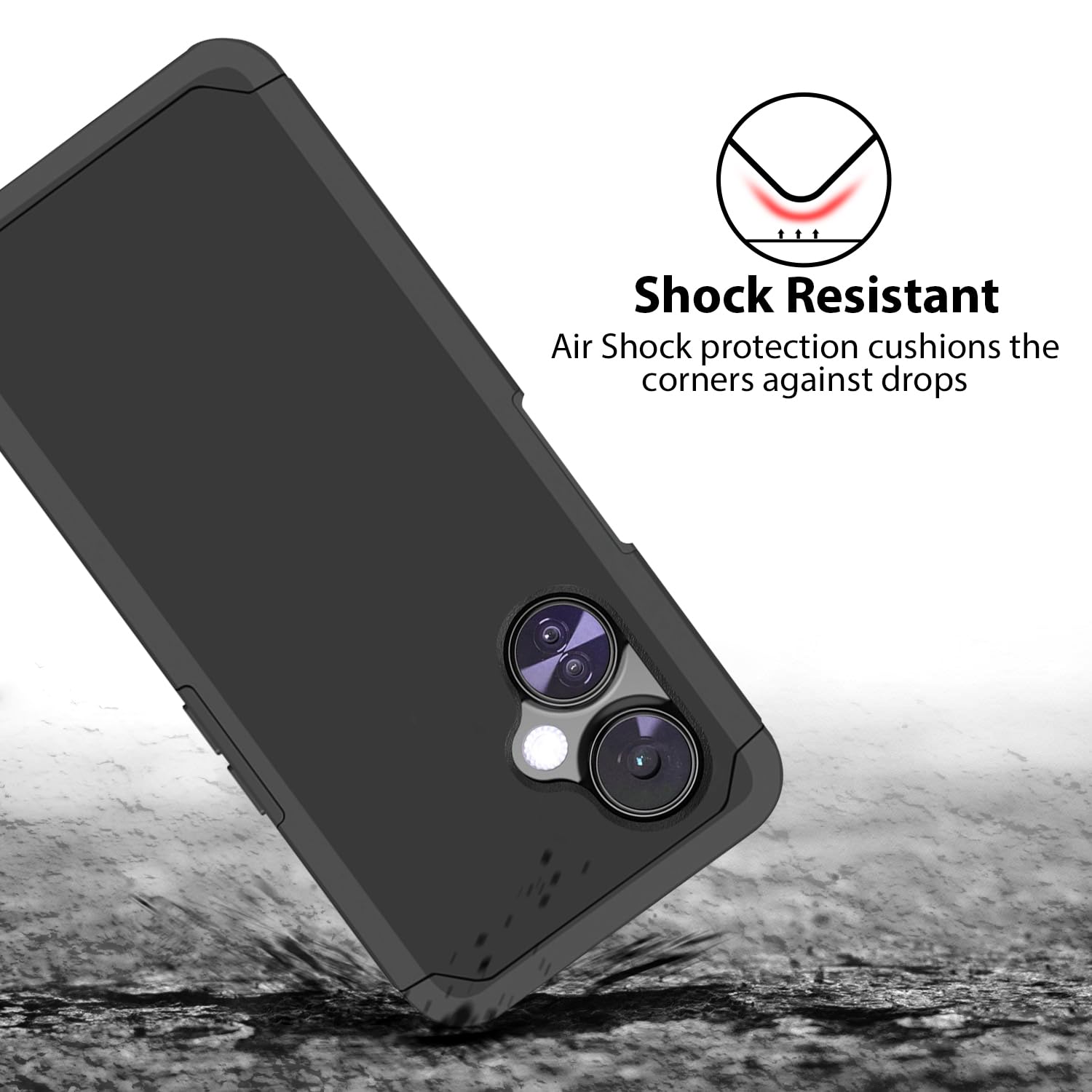 TJS Compatible for OnePlus Nord N30 5G Case, with Tempered Glass Screen Protector Dual Layer Hybrid (Magnetic Mount Friendly) Shockproof Drop Protection Impact Phone Case (Black)