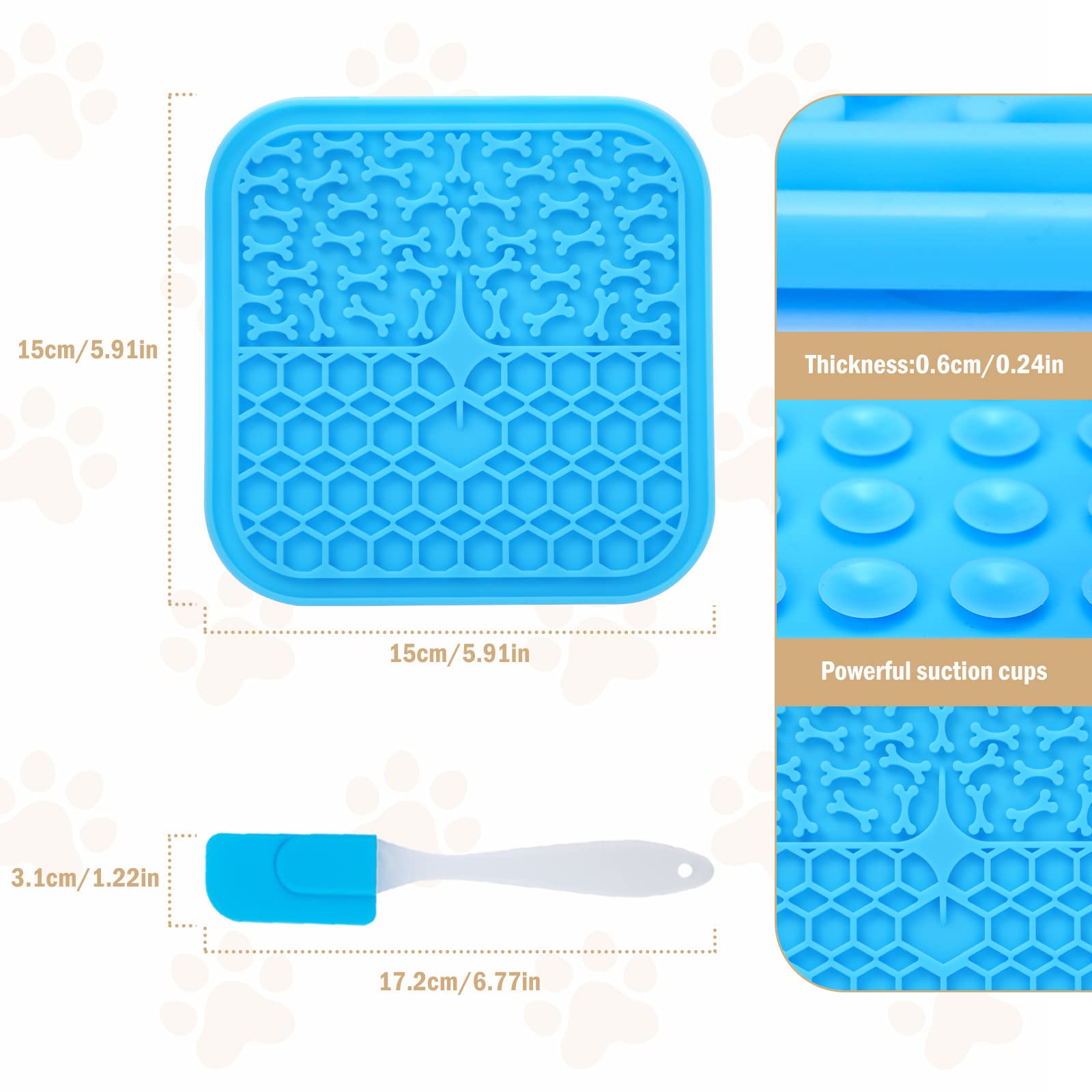 Lick Mat for Dogs - Slow Feeder Licking Mat with Suction Cups for Peanut Butter, Food Treats & Yogurt - 2 Pack