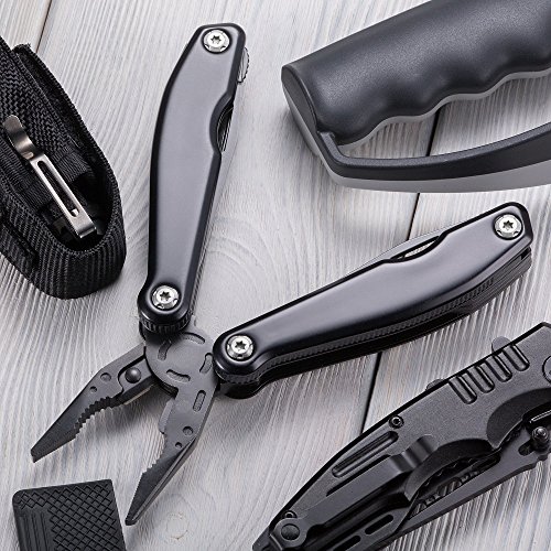 Bundle of 2 Items - Heavy Pocket Knife for Men - Folding Knife with Glass Breaker and Pocket Clip - Tactical Knofe - Multitool with Knife and Pliers - Utility Set of Mini Tools for Everyday Use - Gift