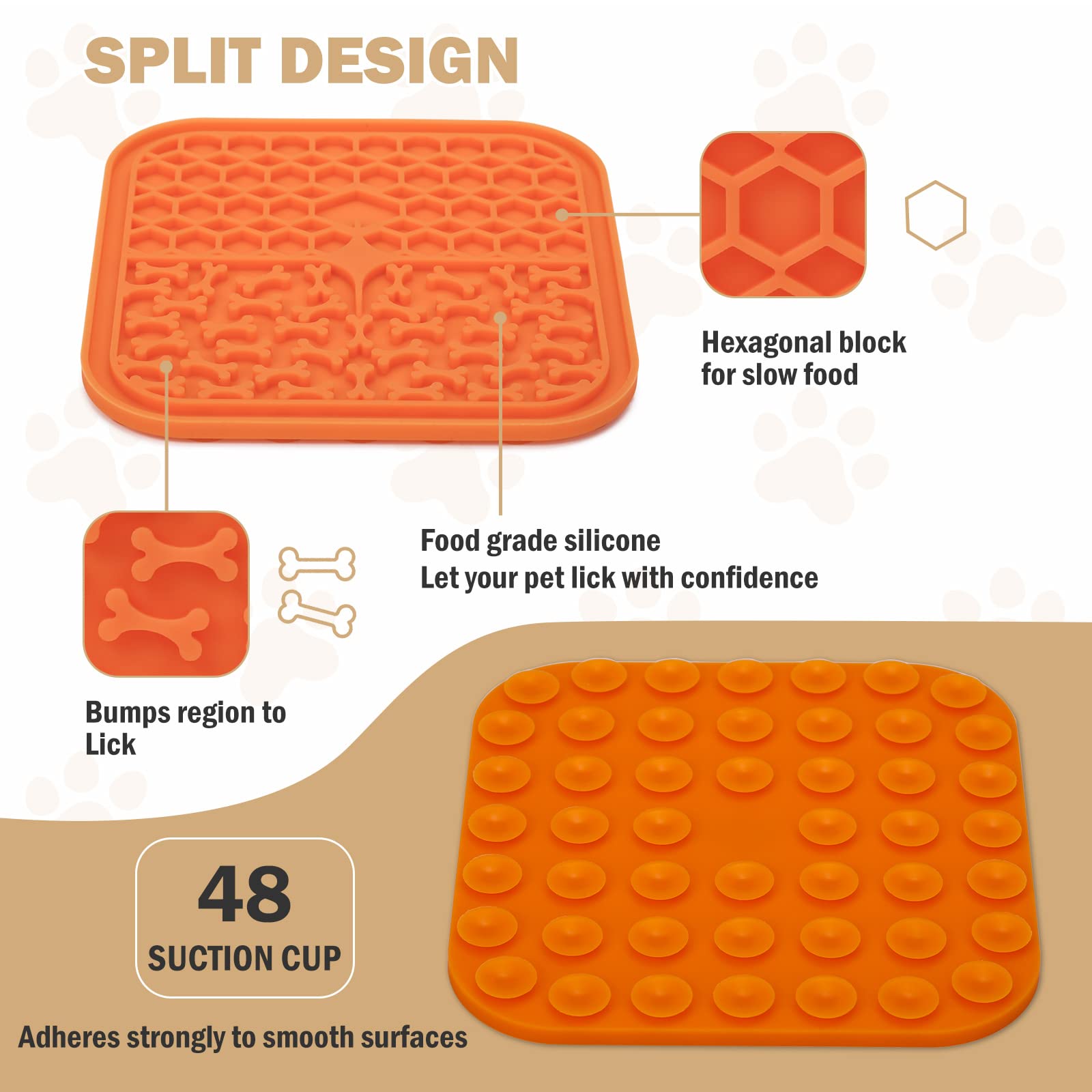 Lick Mat for Dogs - Slow Feeder Licking Mat with Suction Cups for Peanut Butter, Food Treats & Yogurt - 2 Pack