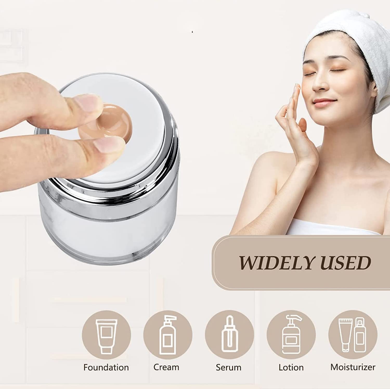 Minsily 4 Pack Airless Pump Jars, 1.7 oz Airless Pump Bottles Cream Jar Vacuum Cosmetics Pump Bottle Dispenser Travel Container Empty Airless Cosmetic Container for Skincare Cream Lotions Moisturizer