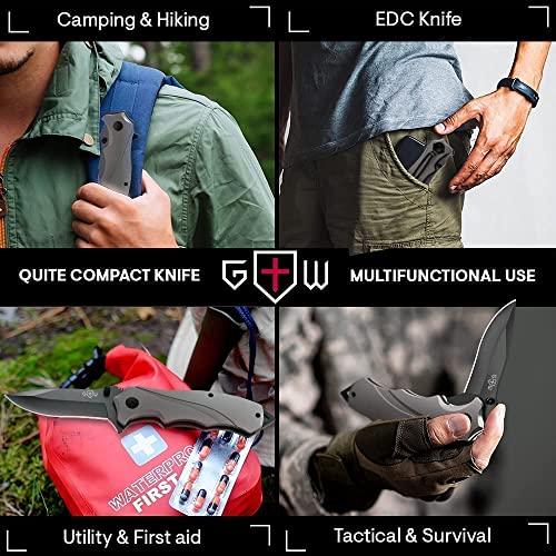 Bundle of 2 Items - Heavy Pocket Knife for Men - Folding Knife with Glass Breaker and Pocket Clip - Tactical Knofe - Multitool with Knife and Pliers - Utility Set of Mini Tools for Everyday Use - Gift