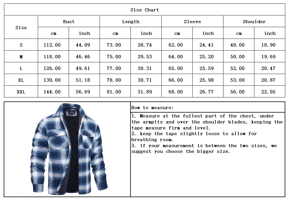 chouyatou Men's Quilted Lined Flannel Shirt Jackets Long Sleeve Plaid Button Down Shacket Coat (Large, Black)