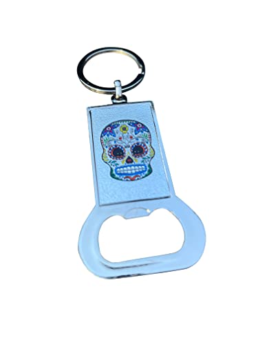 Mexican Sugar Skulls Bottle Opener Keychain 6 Pack Party Favor Pack Beautiful Designs