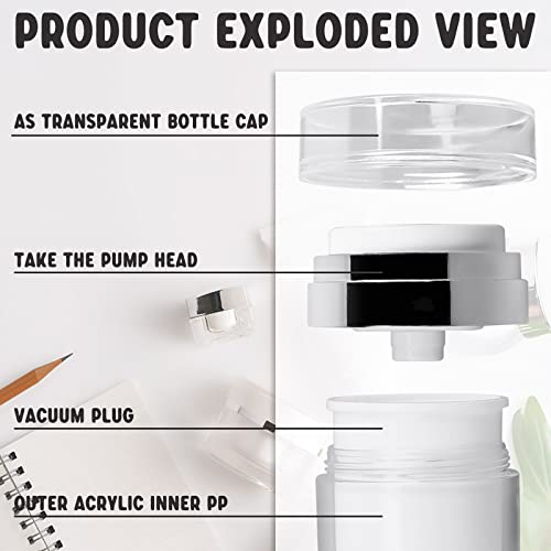 3PCS Cream Jar Vacuum Bottle, 15/30/50ml Empty Refillable Cosmetic Air Pump Jars Bottles, Portable Lotion Dispenser, Push Down Makeup Lotions Creams Travel Container for Travel