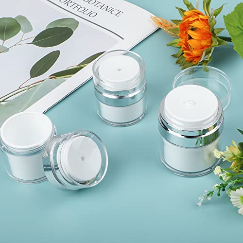 3PCS Cream Jar Vacuum Bottle, 15/30/50ml Empty Refillable Cosmetic Air Pump Jars Bottles, Portable Lotion Dispenser, Push Down Makeup Lotions Creams Travel Container for Travel