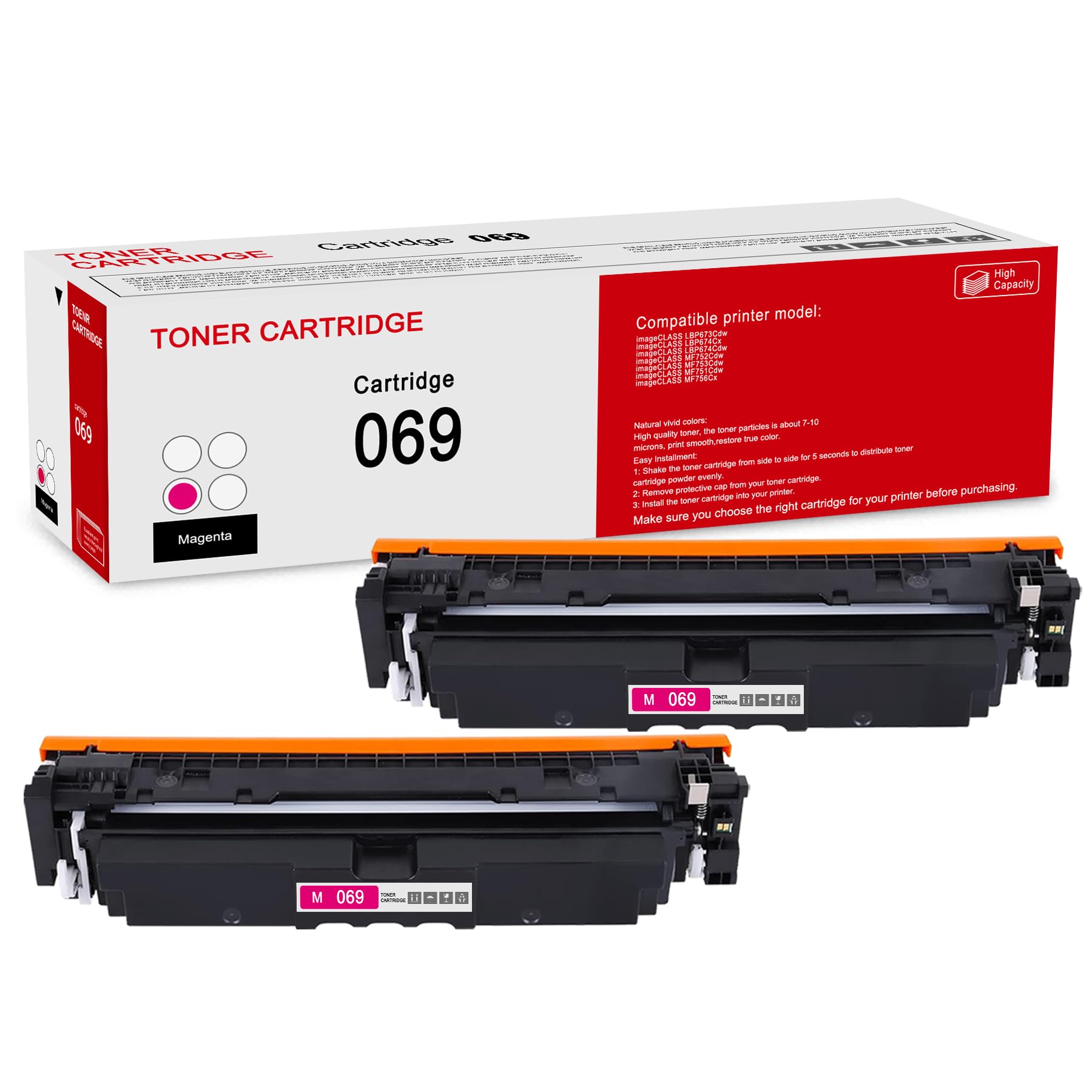2 Pack 069 5092C001 Magenta Toner Cartridge 069 5092C001 Compatible 5092C001 Replacement for Canon imageCLASS LBP673Cdw LBP674Cx LBP674Cdw MF752Cdw MF753Cdw MF751Cdw MF756Cx Printer