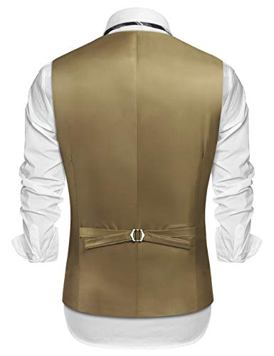 COOFANDY Men's Suede Leather Vest Layered Style Dress Vest Waistcoat, Rust, XX-Large