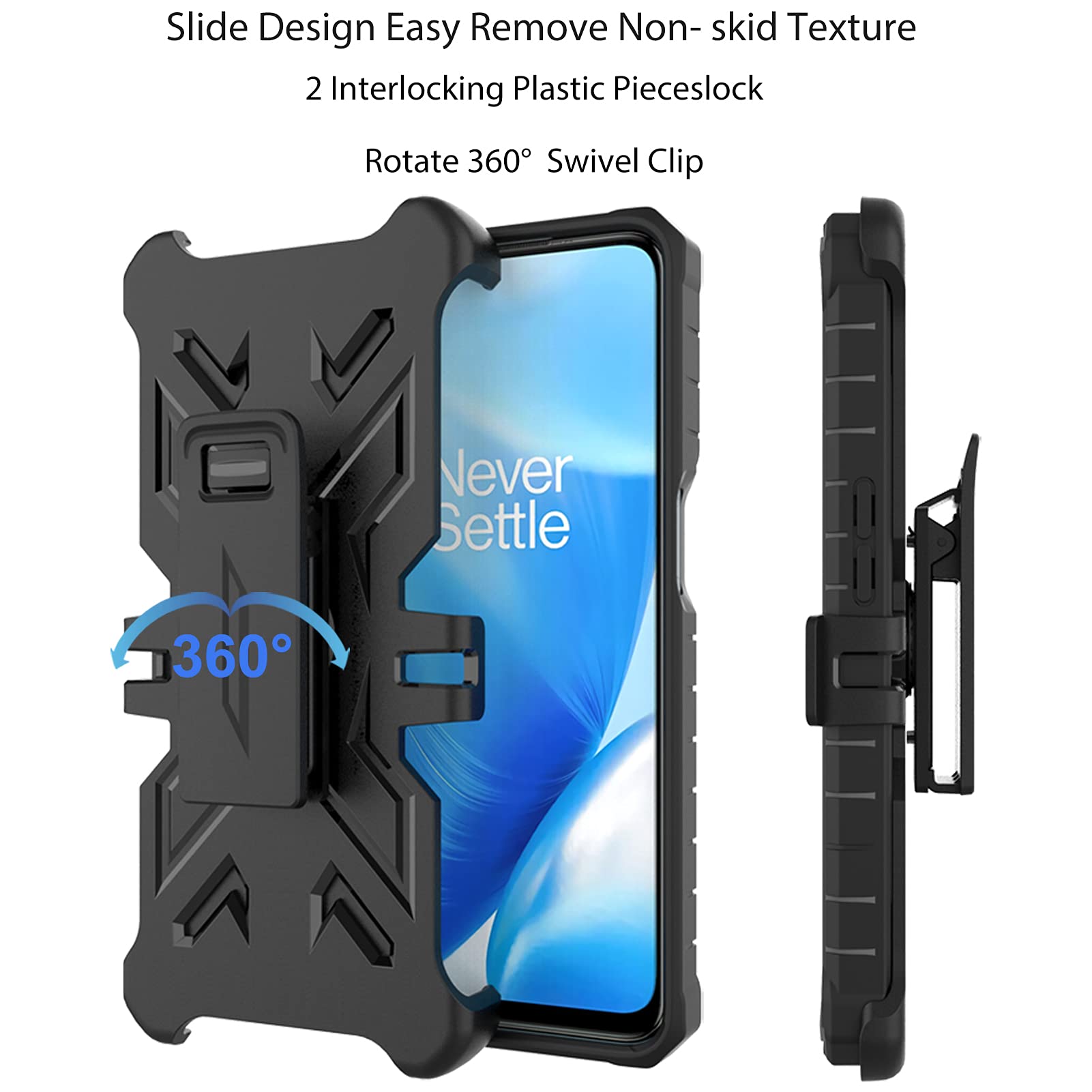 Ailiber Compatible with OnePlus Nord N200 5G Case, Nord N200 Case Holster with Screen Protector, Swivel Belt Clip Holster Kickstand Holder, Heavy Duty Armor Shockproof Cover for 1+ Nord N200-Blue