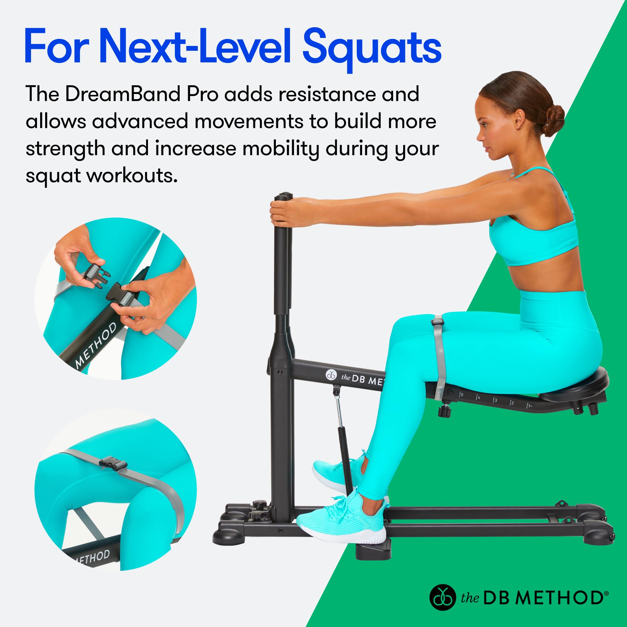 The DB Method DreamBand Pro Squat Resistance Band, Low Impact, Targets Hip Stabilizer Muscles, Workout Exercise Bands for Home Gym Workout Equipment, Proper Squat Form and Glute Activation, 45lb, Gray