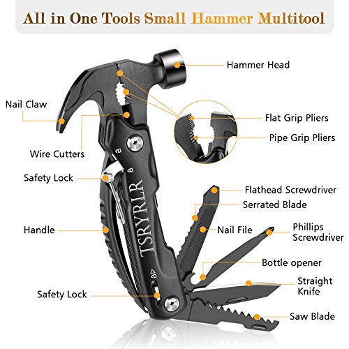Camping Accessories Multitool Mini Hammer with Knife for Men Survival Tool Cool & Unique Gifts for Dad/ Boyfriend/Brother/Friends/Teens as valentines Day/Fatherās Day/ Birthday/ Christmas