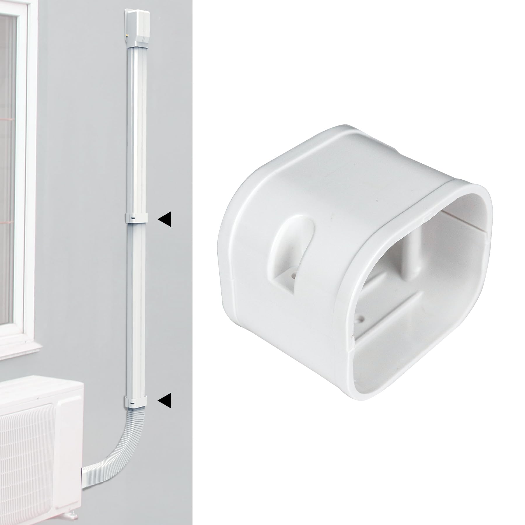 Daisypower 3IN PVC Decorative Air Conditioner Line Set Connector/Coupler,PVC Line Set Cover kit,for Ductless Mini Split,Central AC,Cooling Only, Heat Pump