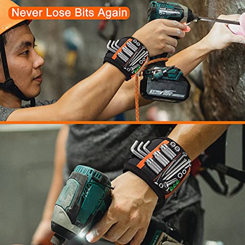 Magnetic Wristband with 15 Strong Magnets, Tool Belt Magnetic Wrist band for Holding Screws, Nails, Drill Bits, Perfect Gifts Gadgets for Men, Father/Dad, Husband and Carpenters