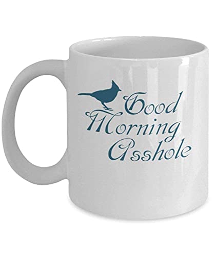 Fish Eddy Inspired Good Morning Asshole Mug - Birthday Present For Women Or Men - Funny Coffee Mug Or Tea Cup White 11oz - Funny Anniversary Present Ideas For Him Her 2NS6R2