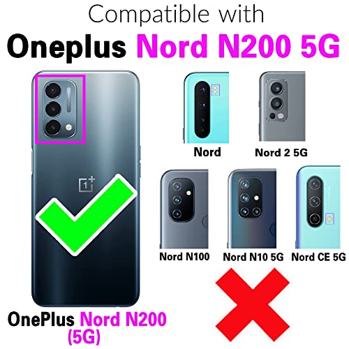Compatible with OnePlus Nord N200 5G Wallet Case and Tempered Glass Screen Protector Flip Card Holder Stand Cell Phone Cover for One Plus N 200 G5 1 Plus 200N 1plus One+ 1+ N2005G 2021 Women Men Red