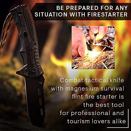 Bundle of 2 Items - Pocket Knife - Tactical Folding Knife - Small Black Fixed Tactical Hobby Work Mini Knofe for Men Women - Folding EDC Knife - Kubaton Stocking Stuffers for Men - Secret Santa Gift