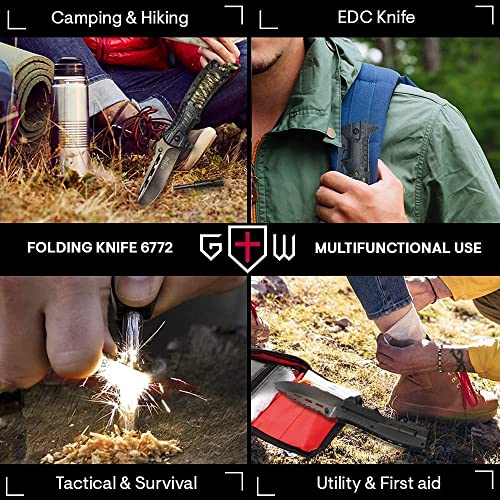 Bundle of 2 Items - Pocket Knife - Tactical Folding Knife - Small Black Fixed Tactical Hobby Work Mini Knofe for Men Women - Folding EDC Knife - Kubaton Stocking Stuffers for Men - Secret Santa Gift
