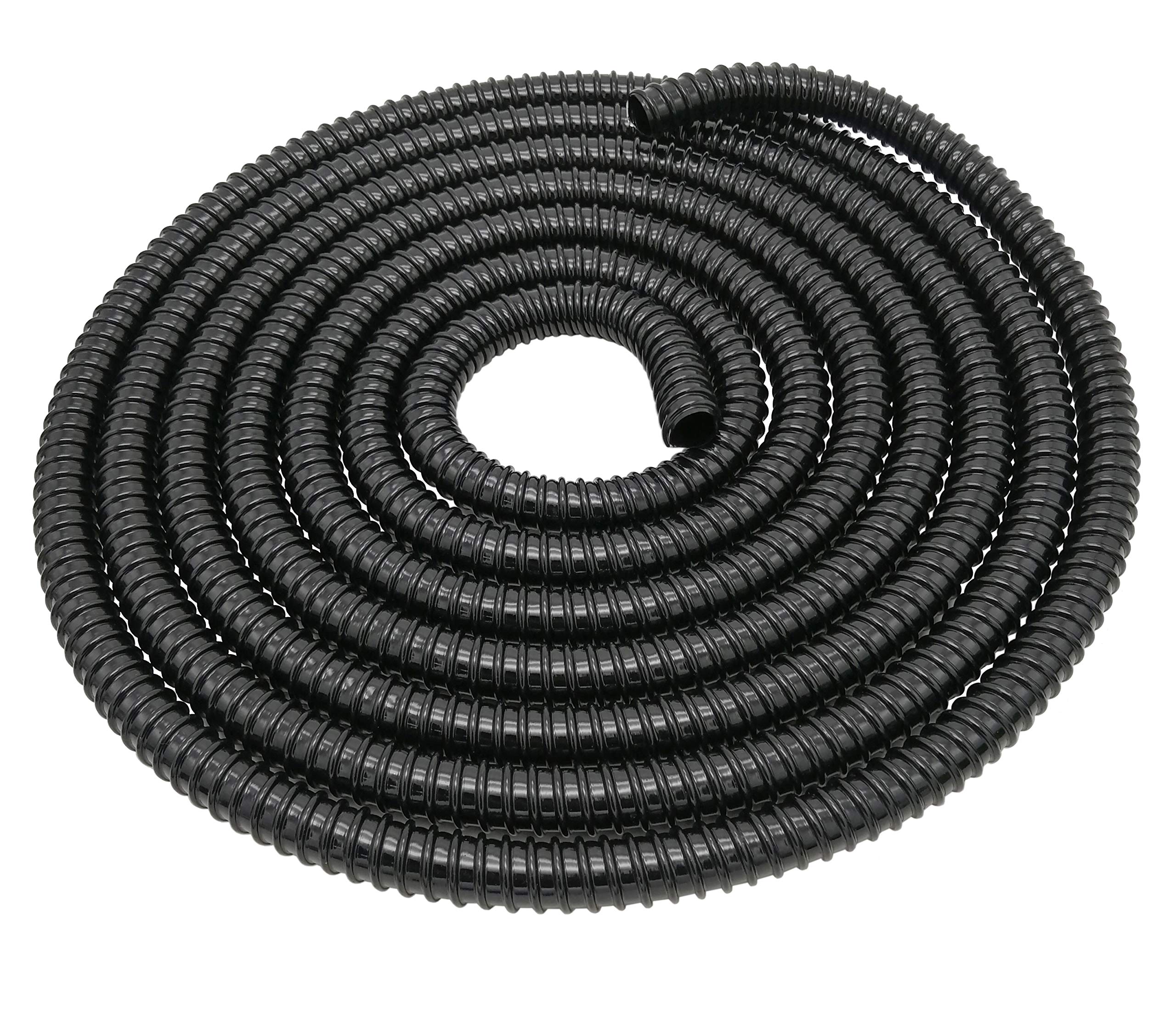 NBLYD 1 Inch ID Corrugated Pond Tubing Aquarium Hose Waterfall Pond Hose PVC Tubing 20 Feet, Black