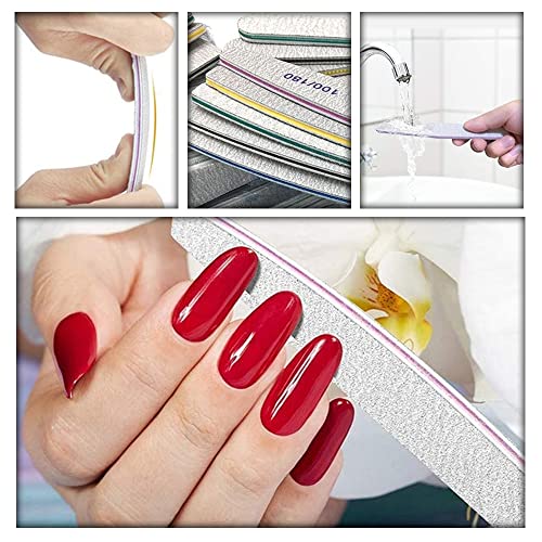 21 Pcs Professional Nail Files Set,16 Pcs Double Sided 180/240 Grits Long Lasting Polisher Washable Emery Boards for Acrylic & Natural Nails,Manicure Nail Styling Tool for Home and Salon Use