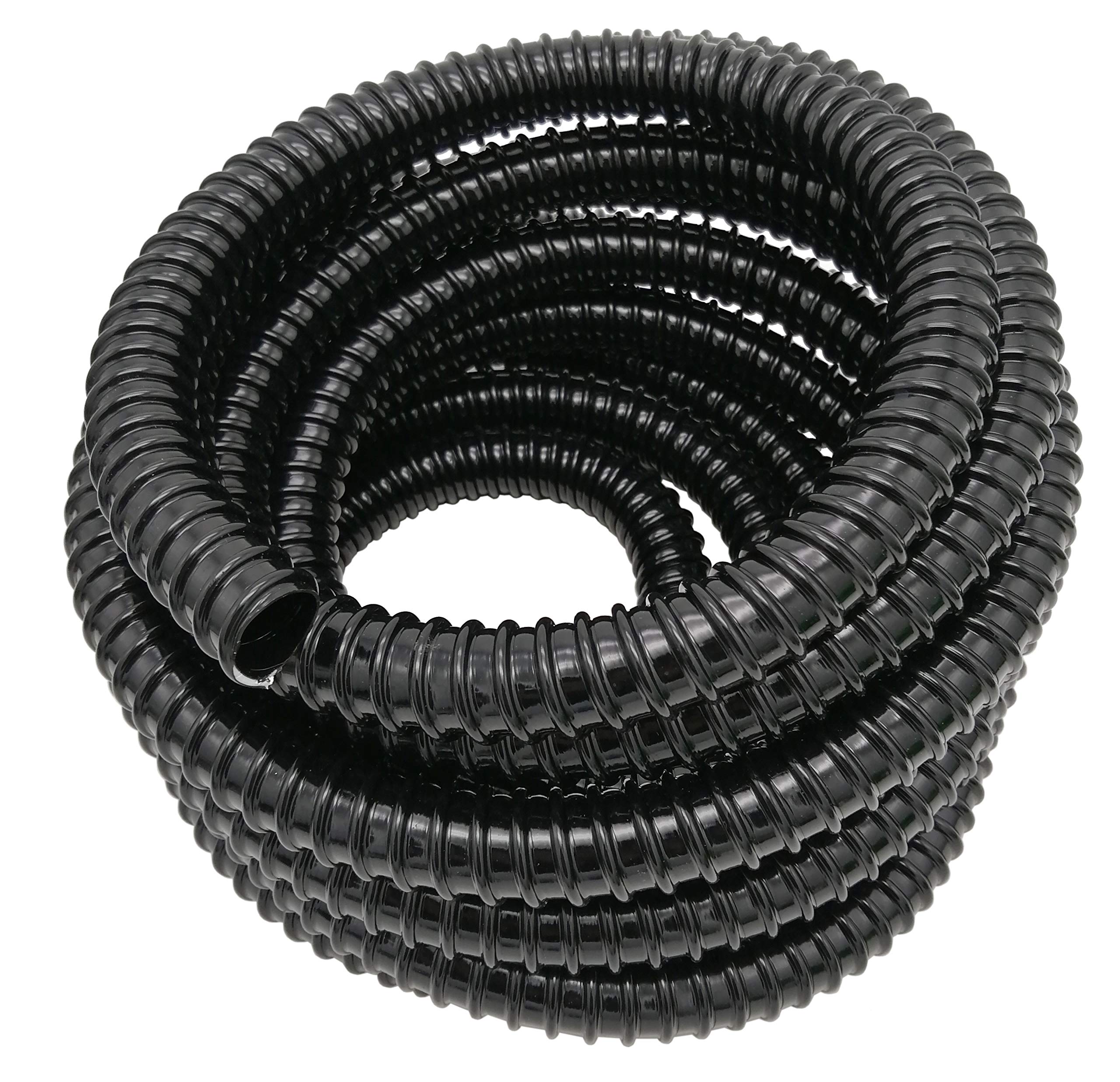 NBLYD 1 Inch ID Corrugated Pond Tubing Aquarium Hose Waterfall Pond Hose PVC Tubing 20 Feet, Black