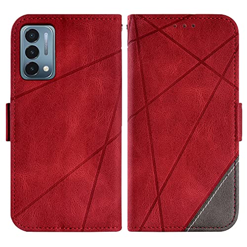 Compatible with OnePlus Nord N200 5G Wallet Case and Tempered Glass Screen Protector Flip Card Holder Stand Cell Phone Cover for One Plus N 200 G5 1 Plus 200N 1plus One+ 1+ N2005G 2021 Women Men Red