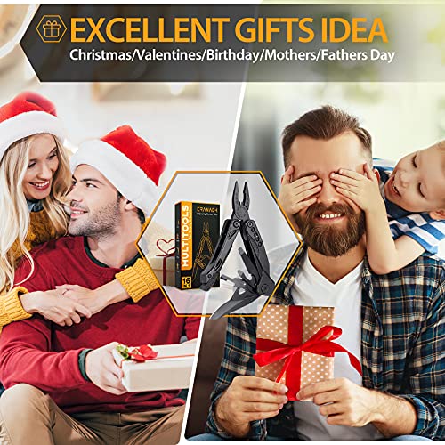 Father’s Day Gifts for Dad Men from Daughter Son, 16-in-1 Multitool Knife Plier Camping Accessories Pocket Multi Tools, Cool Gadgets Birthday for Him Husband Wife Who Have Everything Wants Nothing