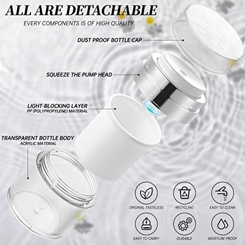 Cream Jar Vacuum Bottle, 4Pcs Refillable Airless Pump Jars with Pump Lid, Portable Travel Airless Cosmetic Container for Cream and Lotion, 1 oz